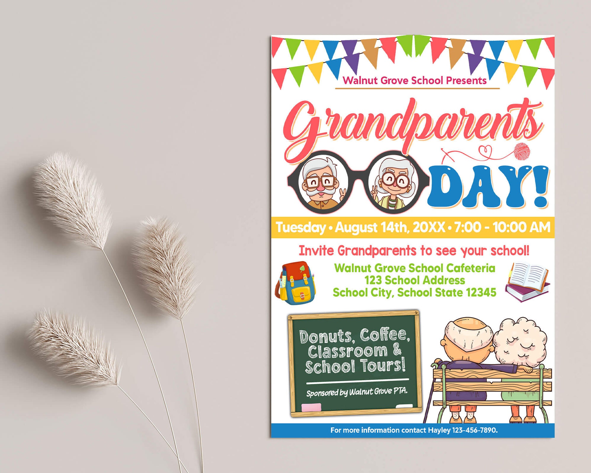 Grandparents Day Flyer | School PTA PTO Family Back To School Flyer ...