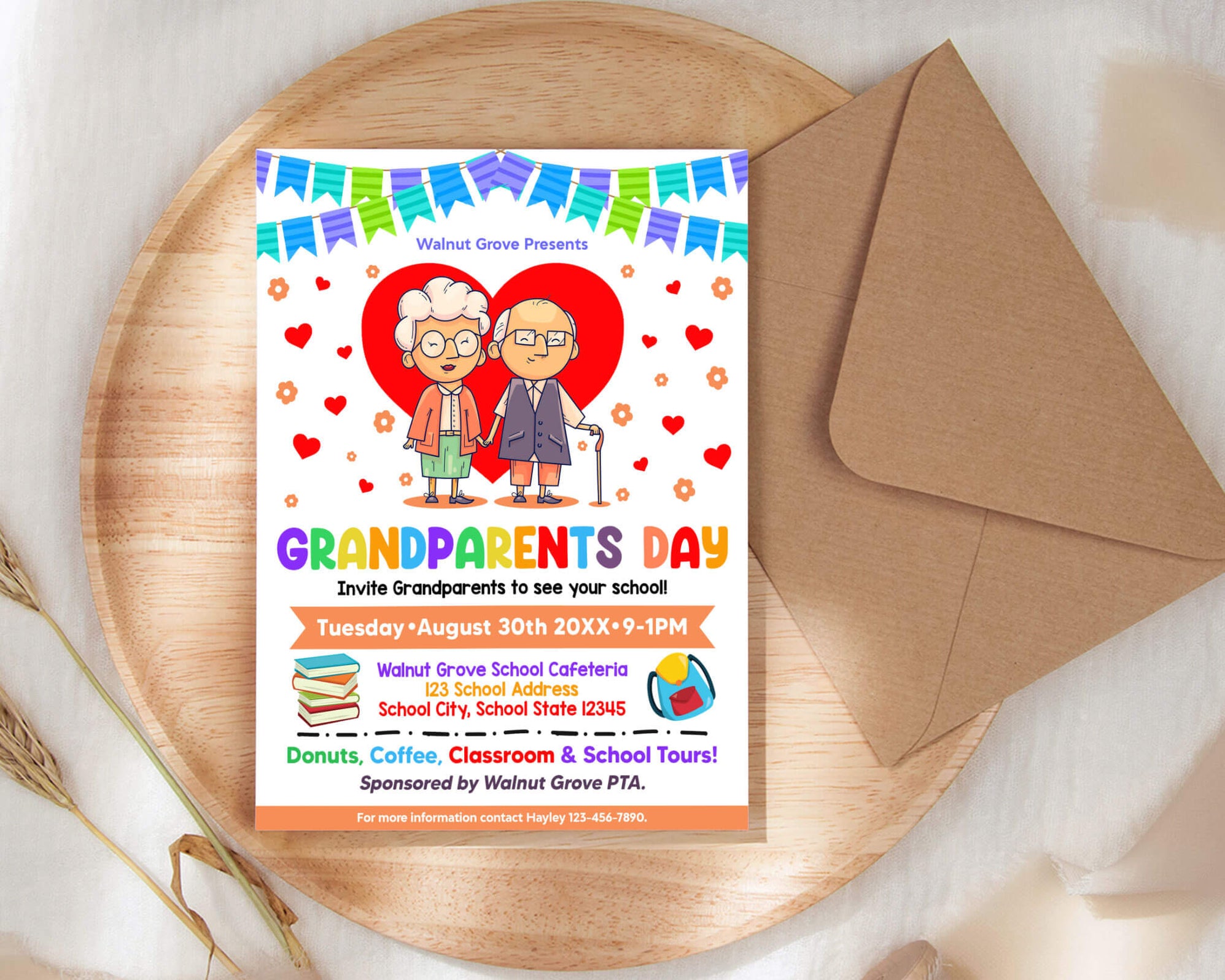 DIY Grandparents Day Flyer Template | PTA PTO Family School Fundraiser ...