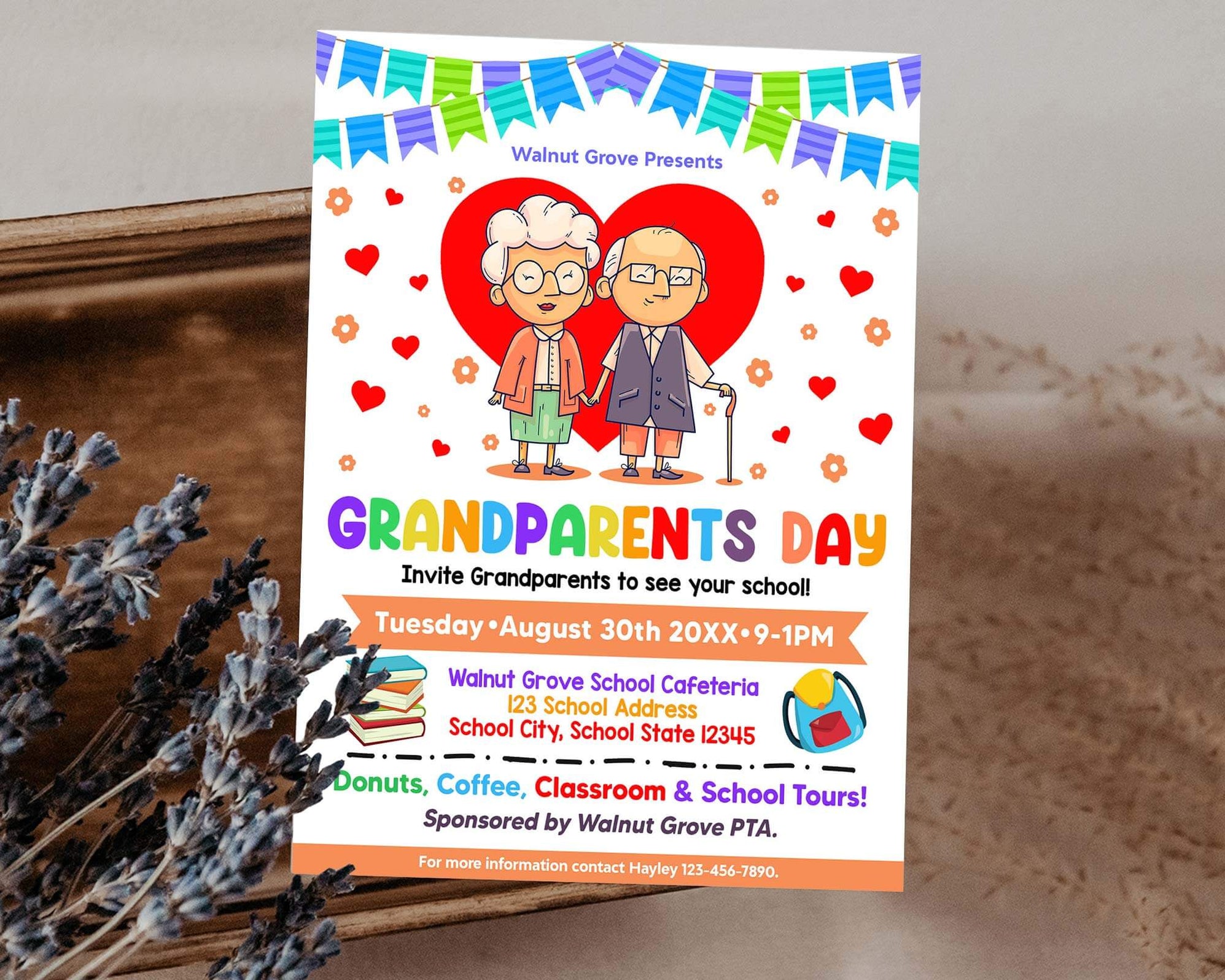 DIY Grandparents Day Flyer Template | PTA PTO Family School Fundraiser ...