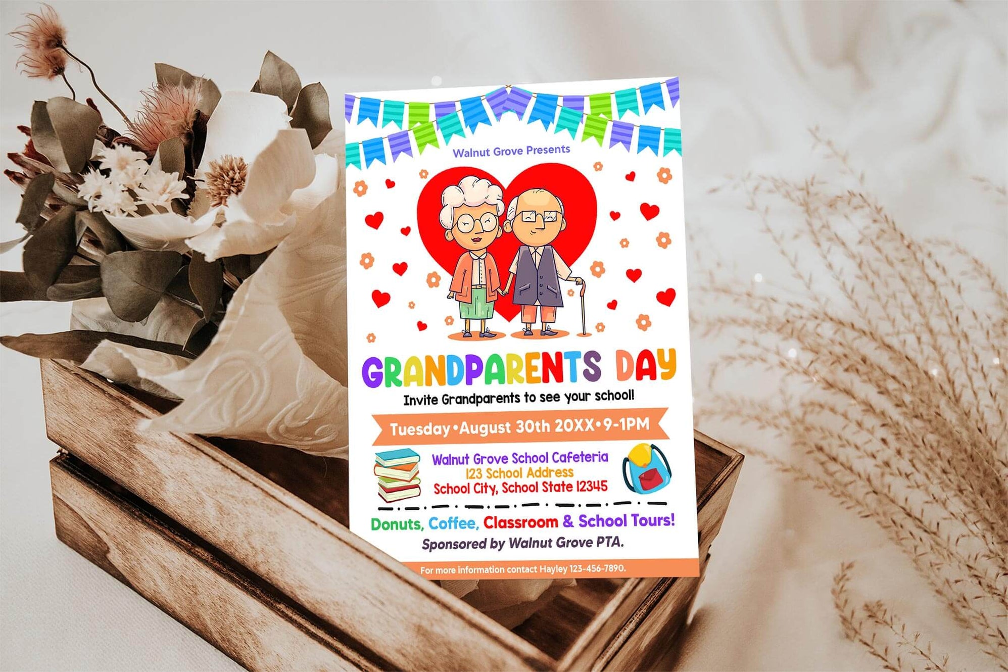 DIY Grandparents Day Flyer Template | PTA PTO Family School Fundraiser ...