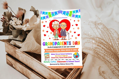 DIY Grandparents Day Flyer Template | PTA PTO Family School Fundraiser ...