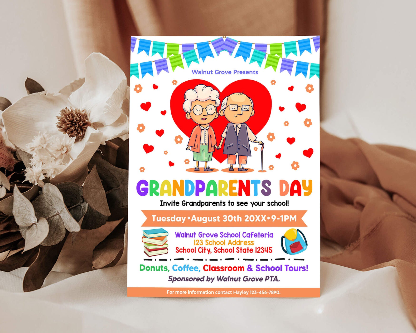 DIY Grandparents Day Flyer Template | PTA PTO Family School Fundraiser ...