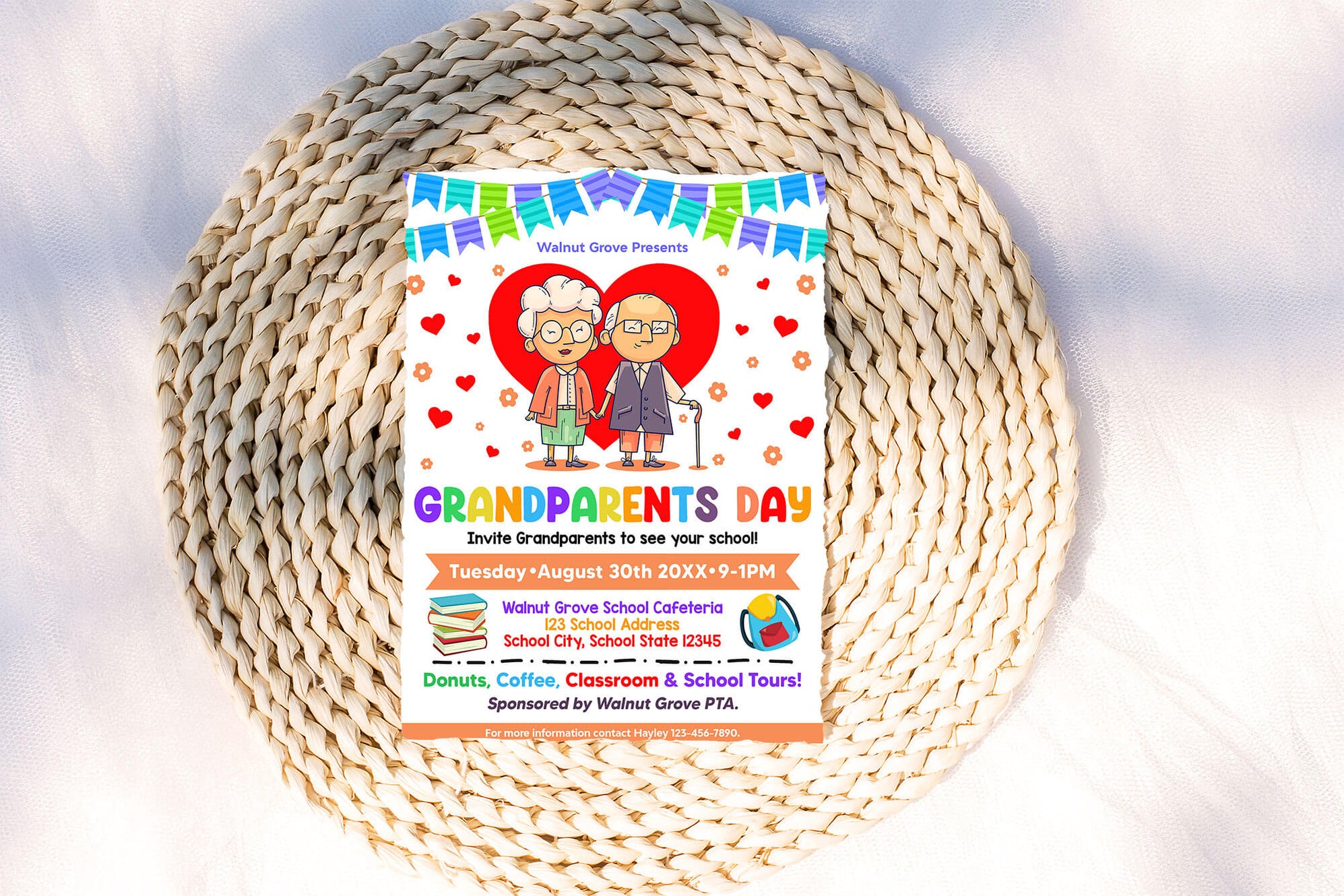 DIY Grandparents Day Flyer Template | PTA PTO Family School Fundraiser ...