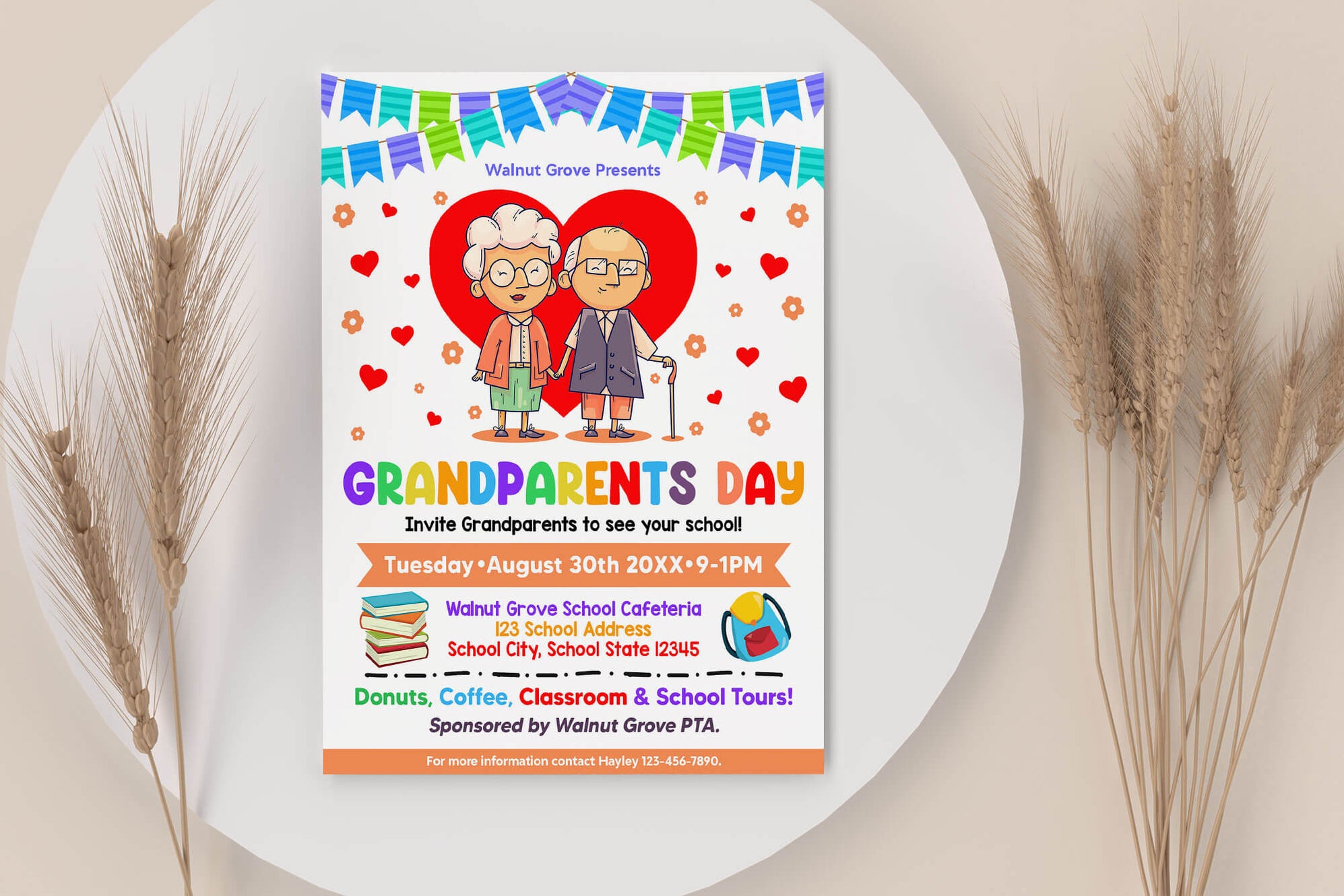 DIY Grandparents Day Flyer Template | PTA PTO Family School Fundraiser ...