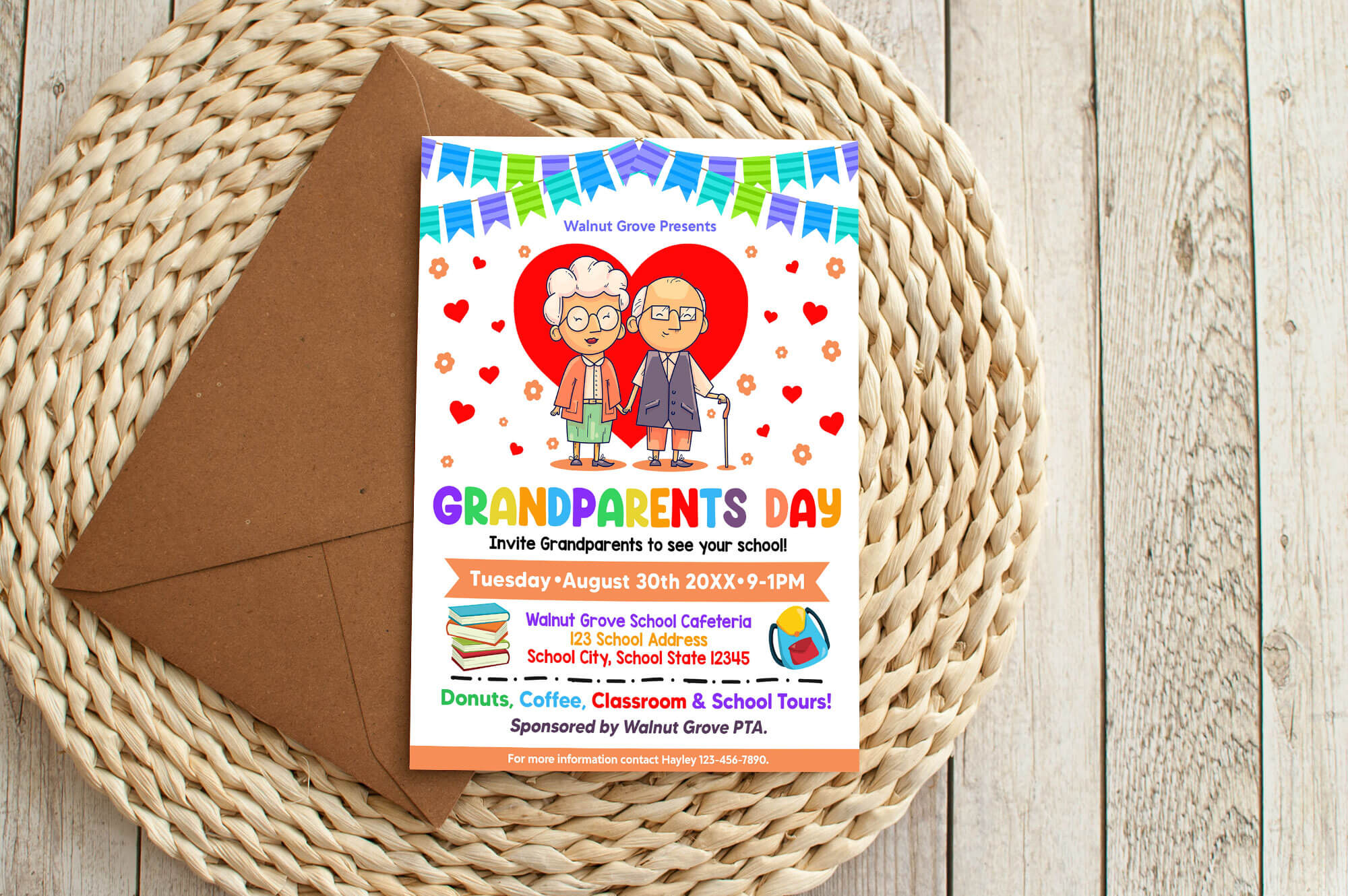 DIY Grandparents Day Flyer Template | PTA PTO Family School Fundraiser ...