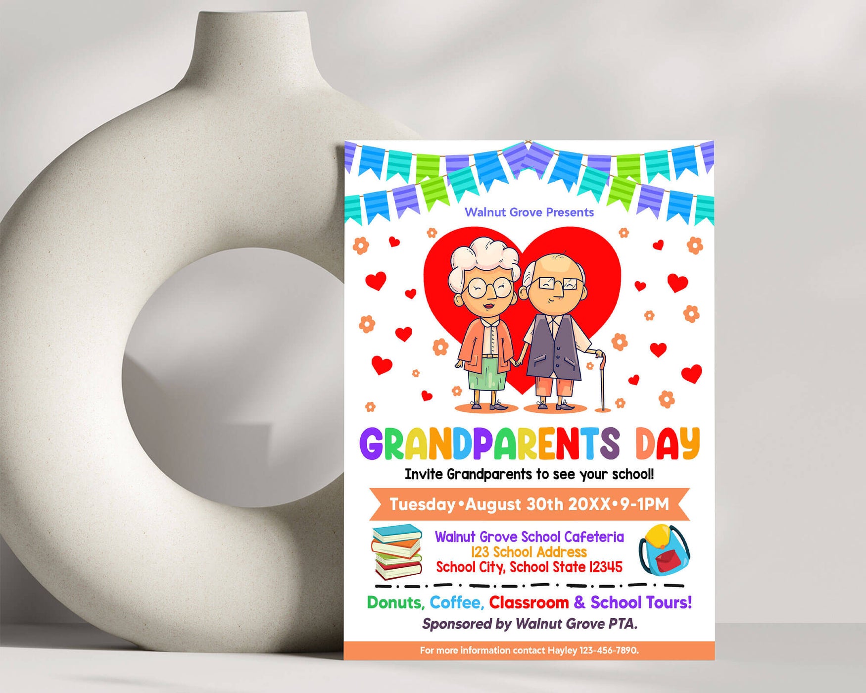 DIY Grandparents Day Flyer Template | PTA PTO Family School Fundraiser ...