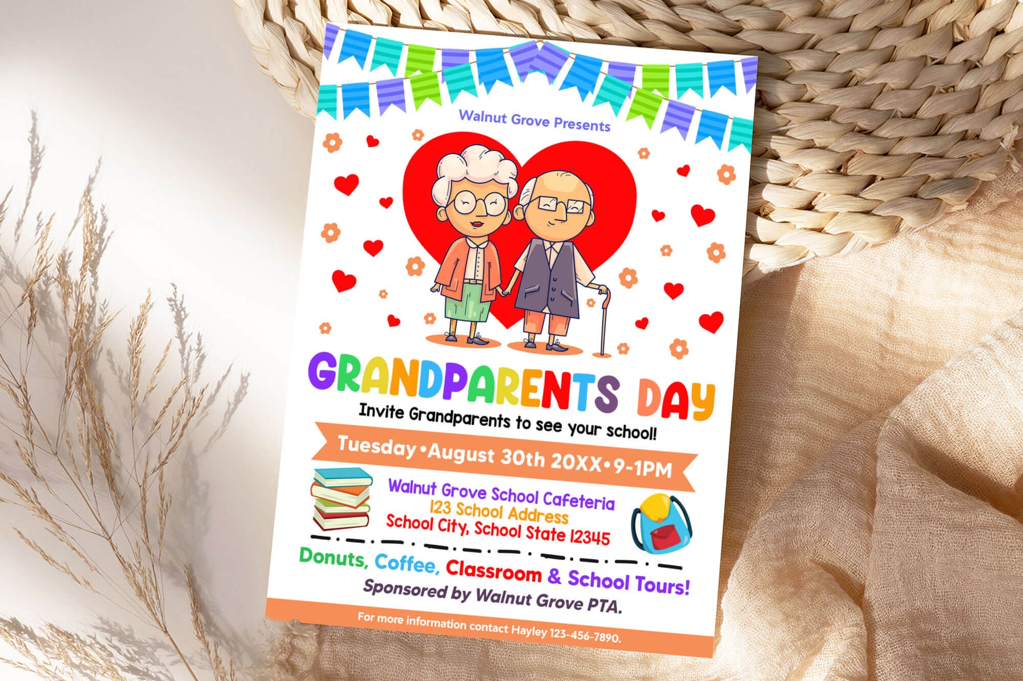 DIY Grandparents Day Flyer Template | PTA PTO Family School Fundraiser ...