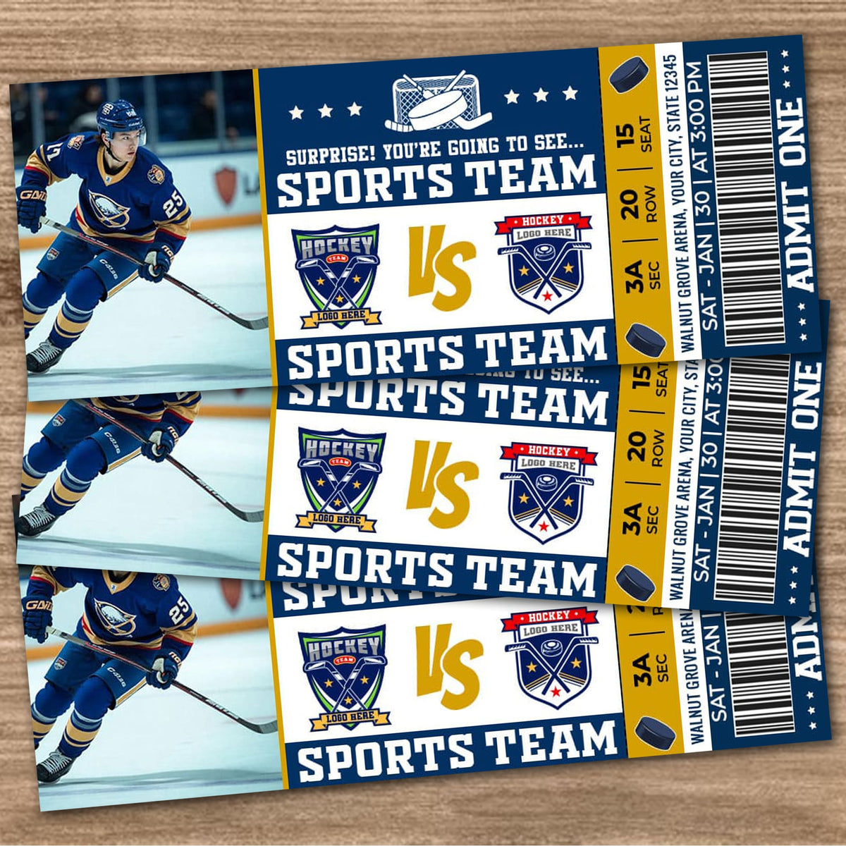 DIY Hockey Game Ticket Template | Surprise Sports Game Gift Ticket ...
