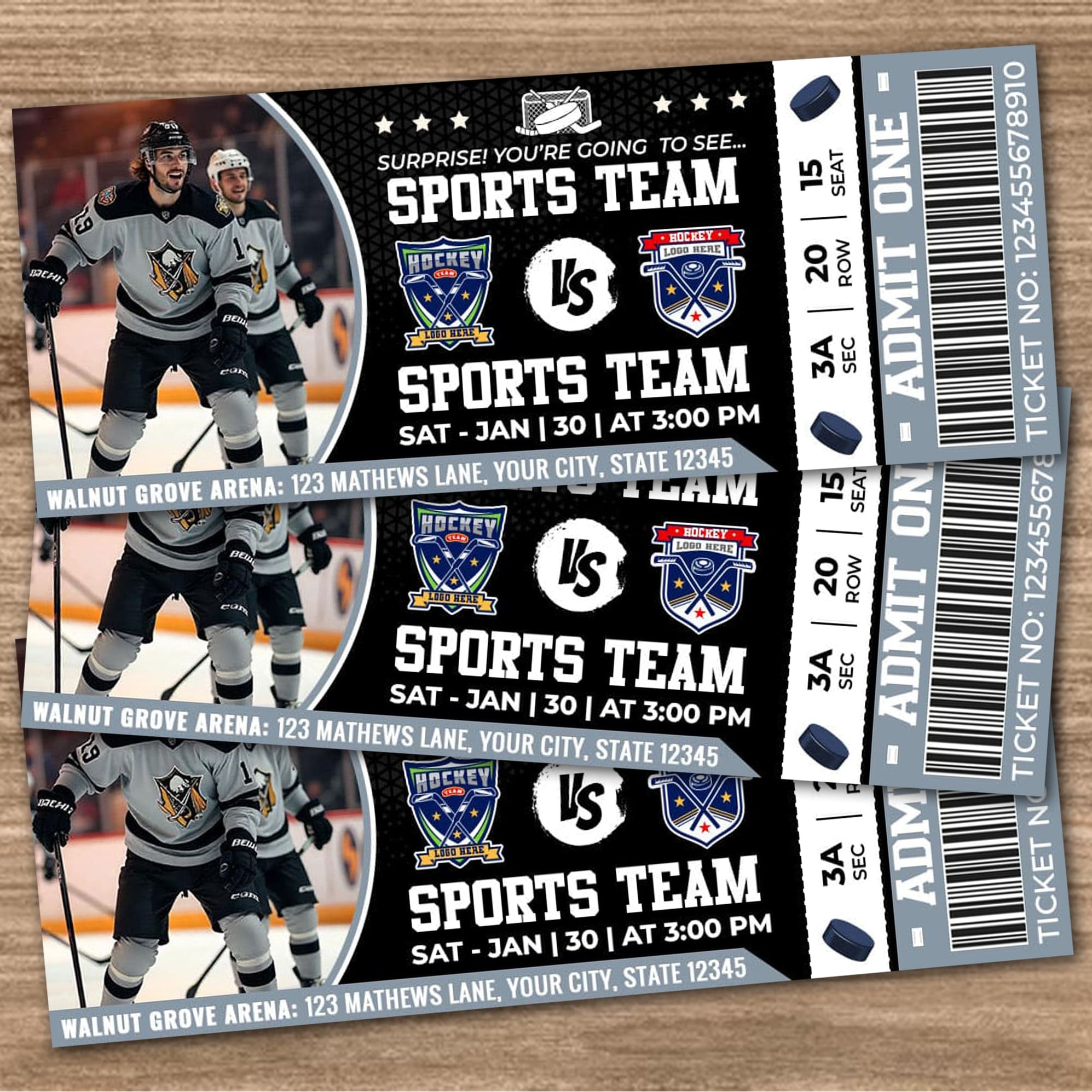 DIY Hockey Game Stub Ticket Template | Sports Game Event Ticket - Posh Park