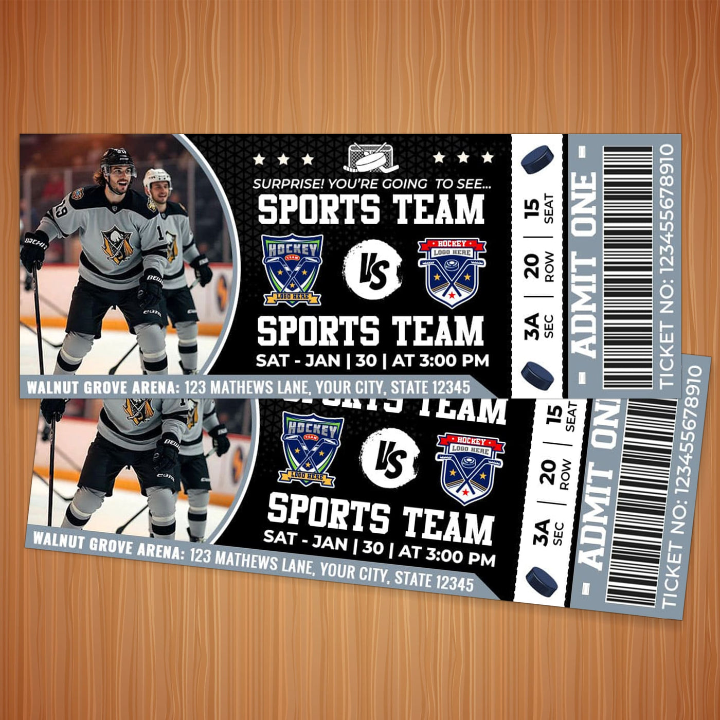 DIY Hockey Game Stub Ticket Template | Sports Game Event Ticket - Posh Park