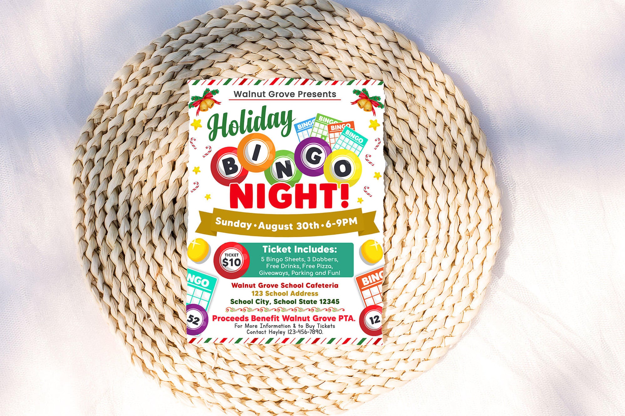 DIY Holiday Bingo Night Flyer Template| School and Community Game Night ...