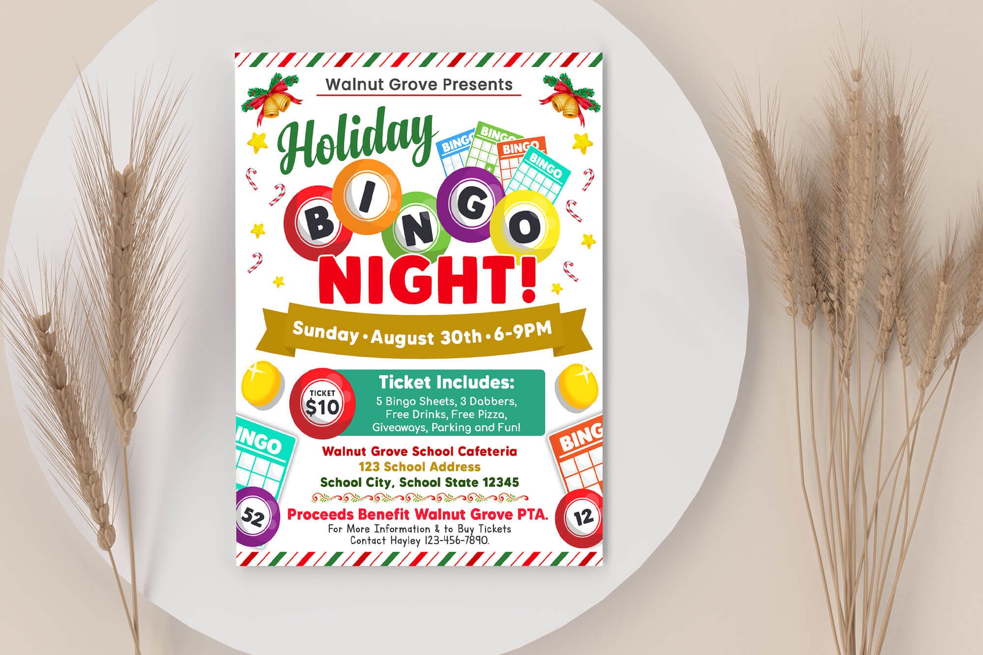 DIY Holiday Bingo Night Flyer Template| School and Community Game Night ...