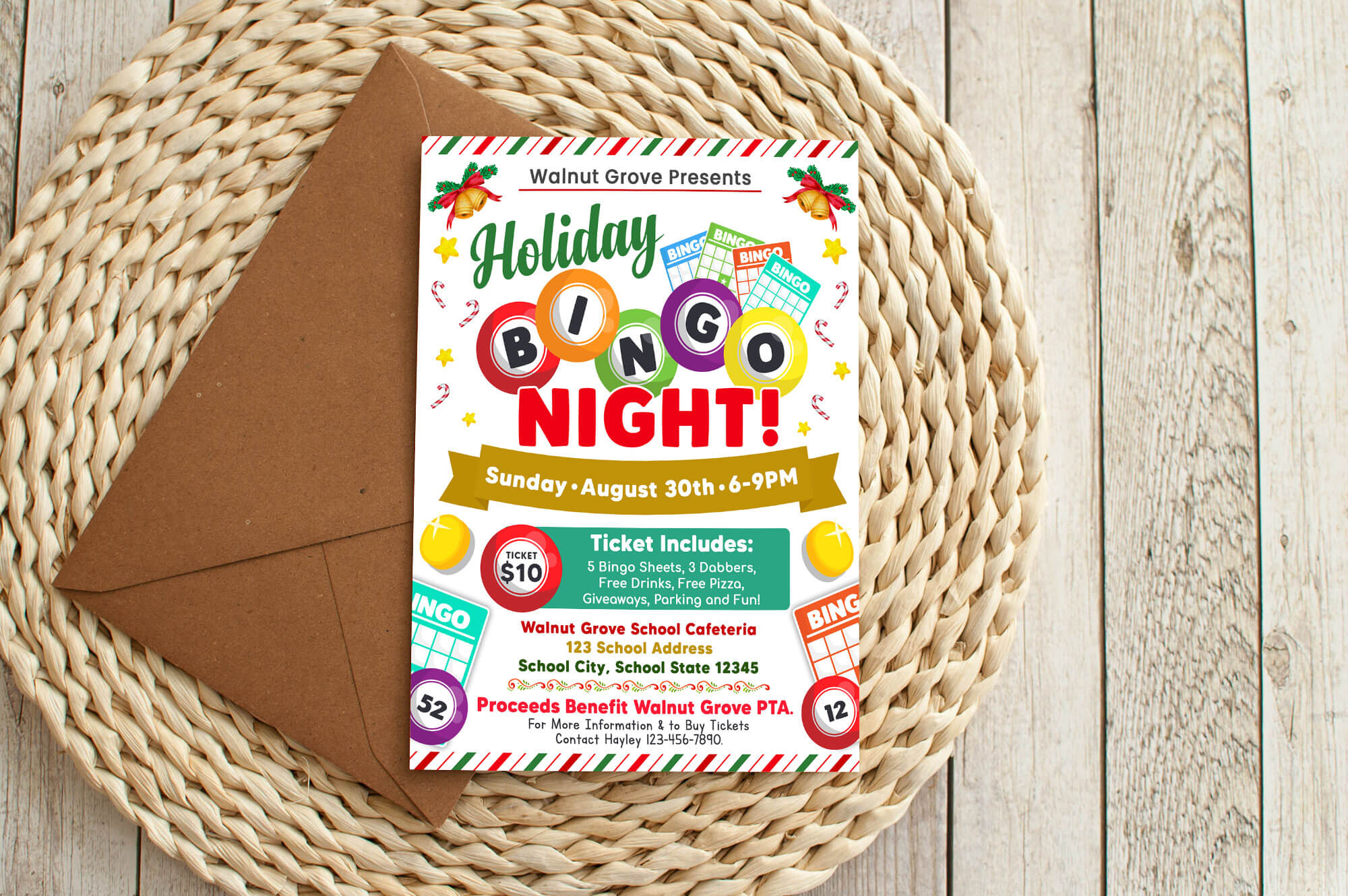 DIY Holiday Bingo Night Flyer Template| School and Community Game Night ...