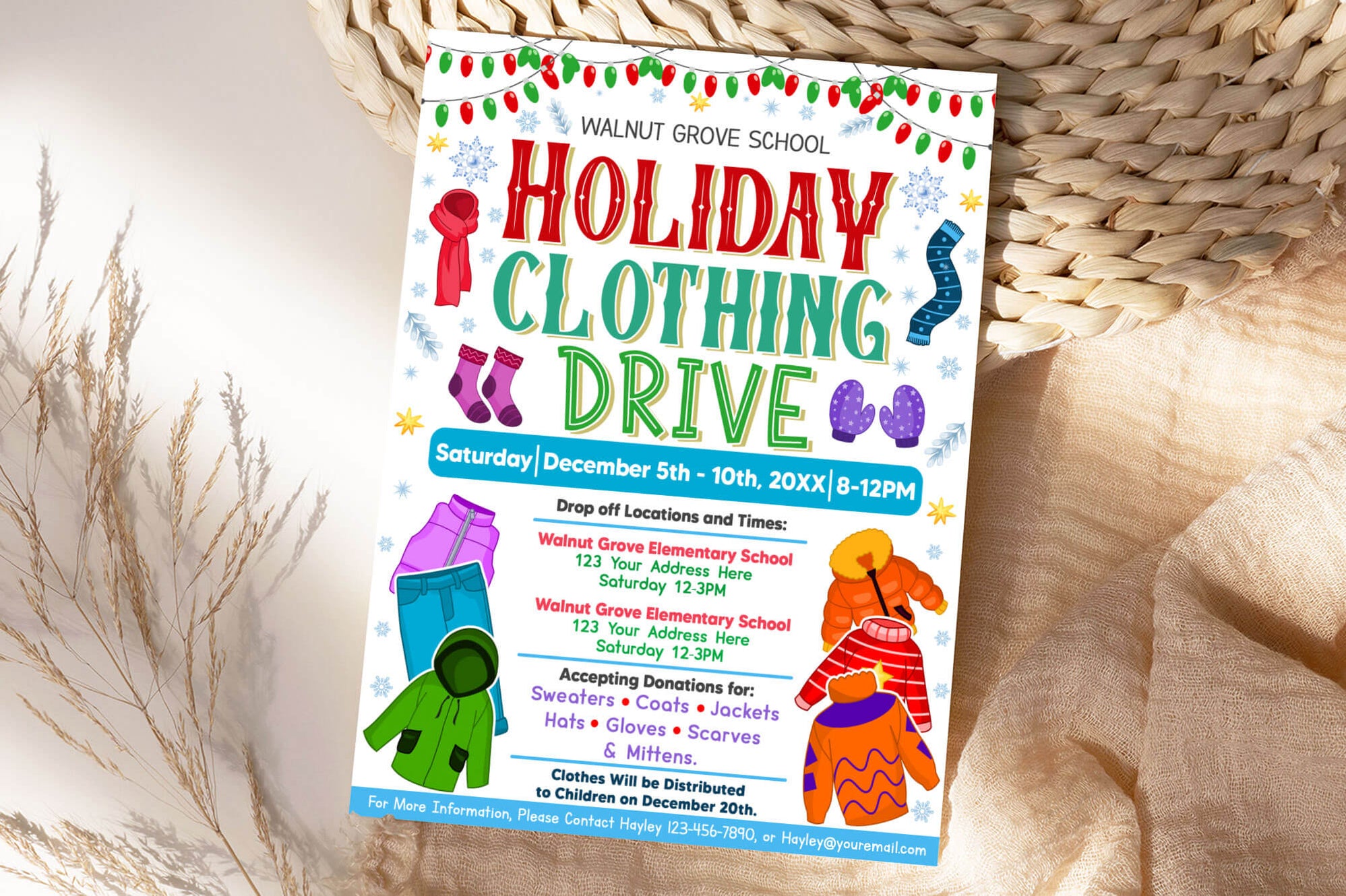 Customizable Holiday Clothing Drive Flyer Template | School and ...
