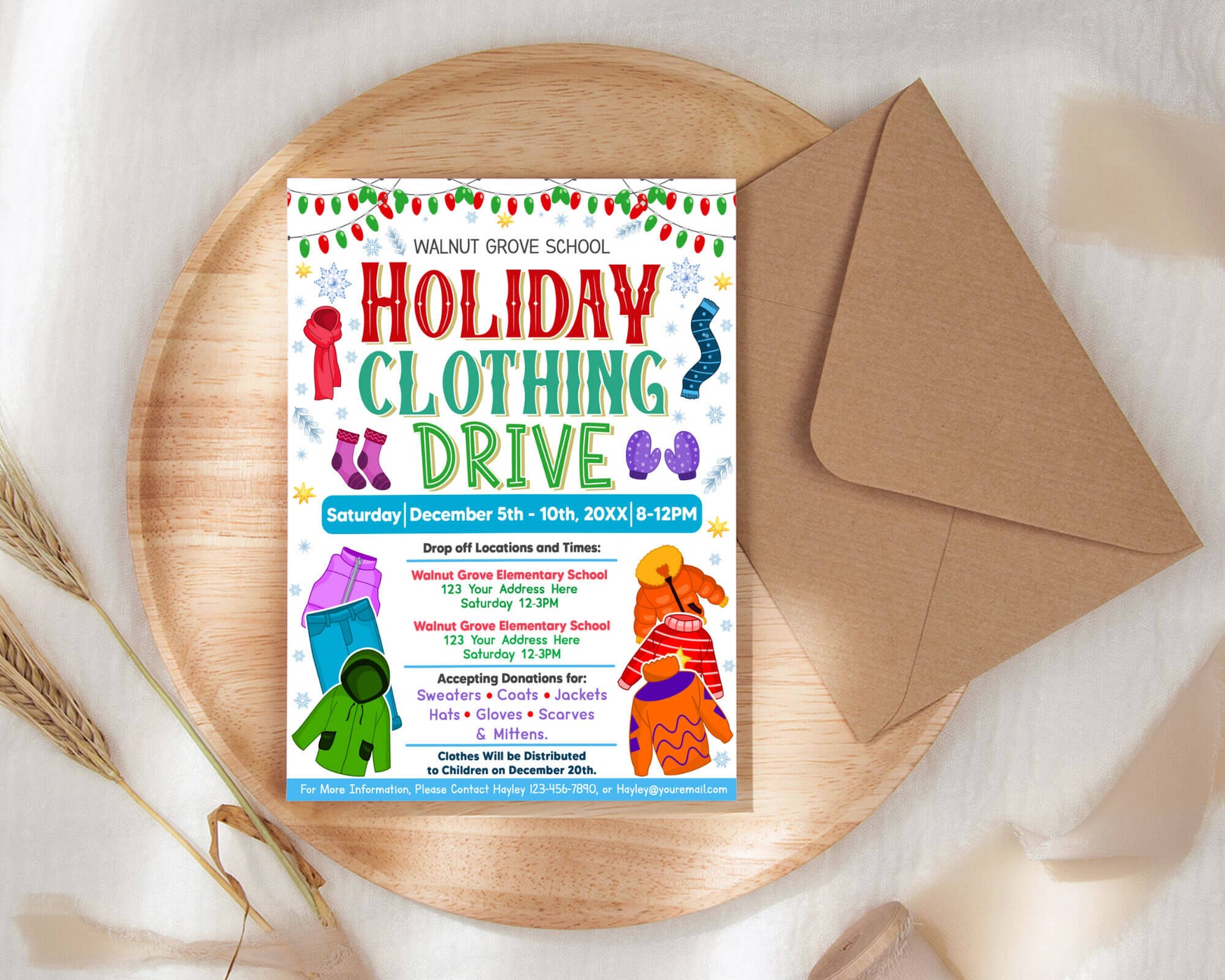 Customizable Holiday Clothing Drive Flyer Template | School and ...