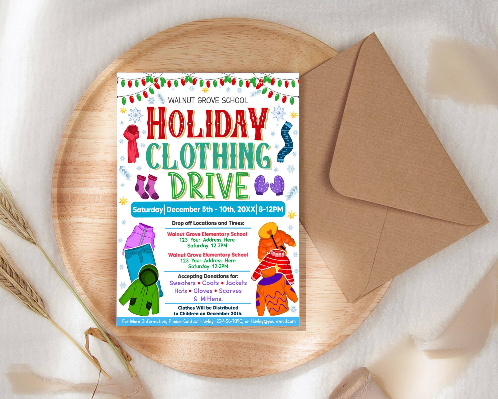 Customizable Holiday Clothing Drive Flyer Template | School and ...