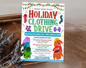 Customizable Holiday Clothing Drive Flyer Template | School and ...