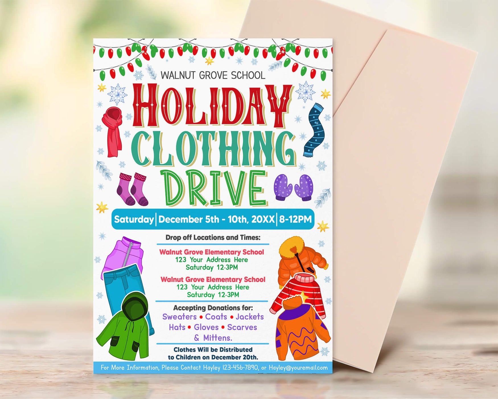 Customizable Holiday Clothing Drive Flyer Template | School and ...