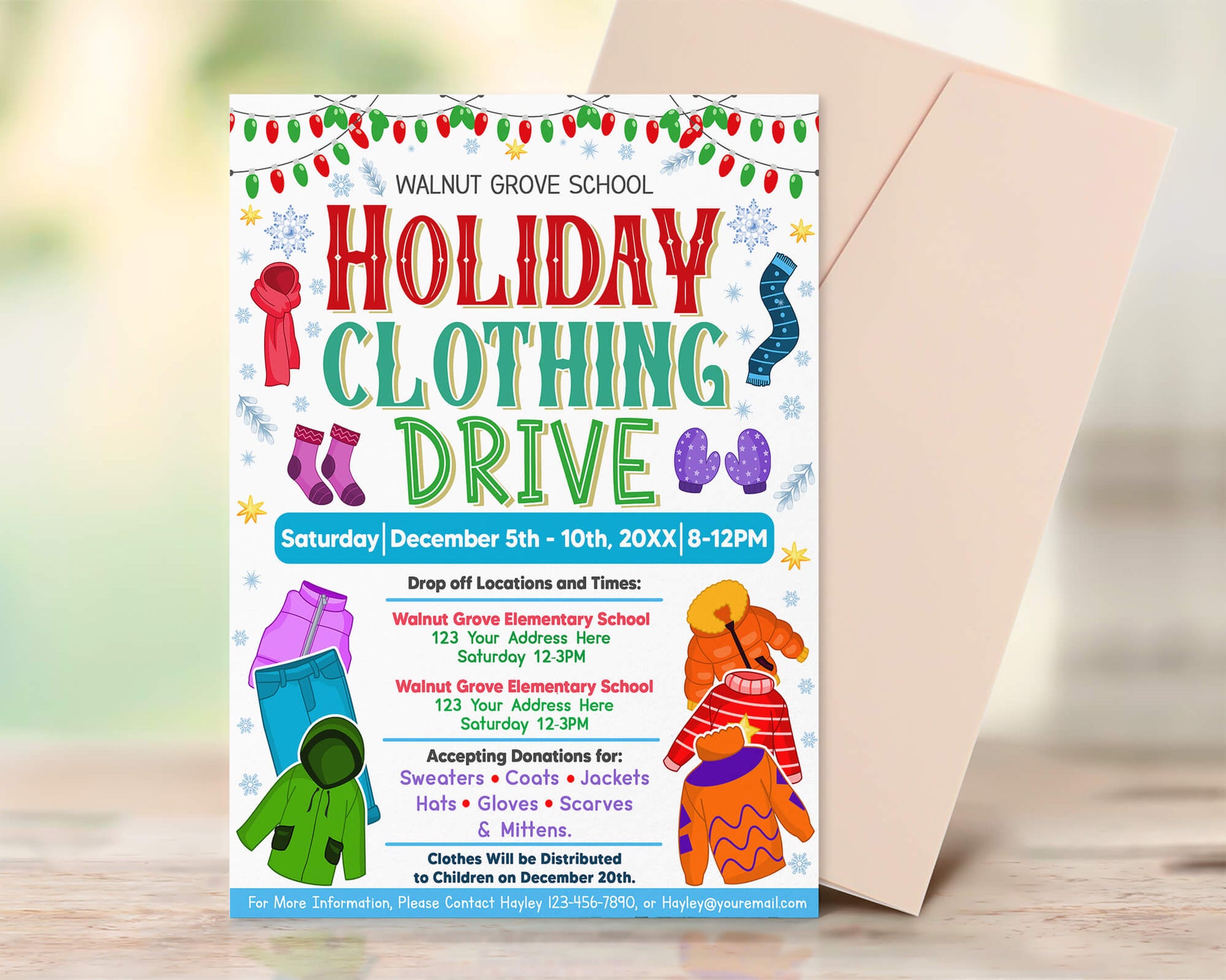 Customizable Holiday Clothing Drive Flyer Template | School and ...