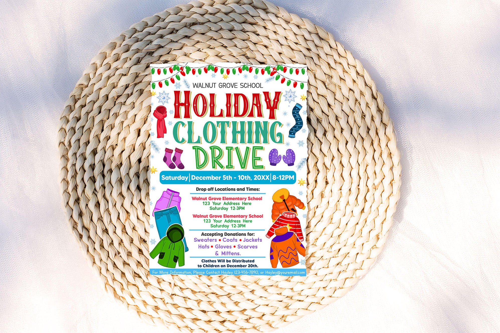 Customizable Holiday Clothing Drive Flyer Template | School and ...