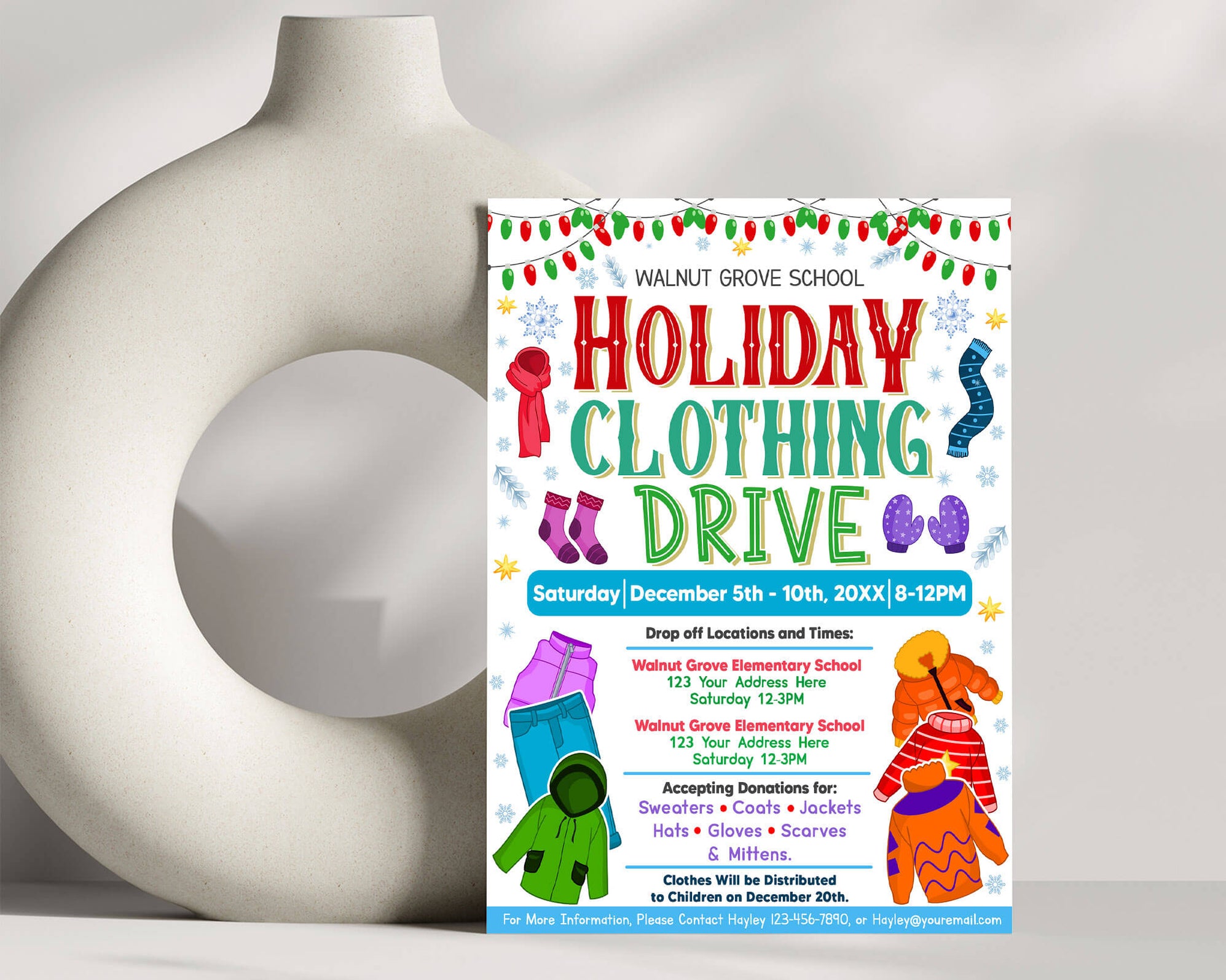 Customizable Holiday Clothing Drive Flyer Template | School and ...