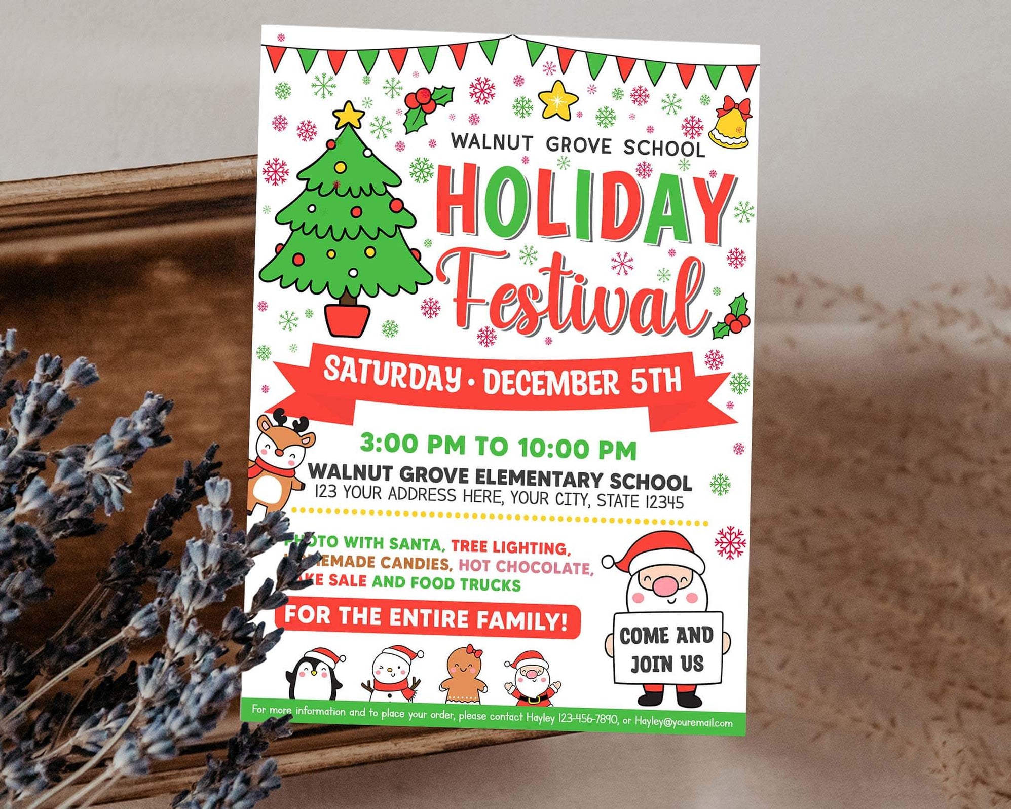 DIY Holiday Festival Flyer Template | School and Community Fundraiser ...