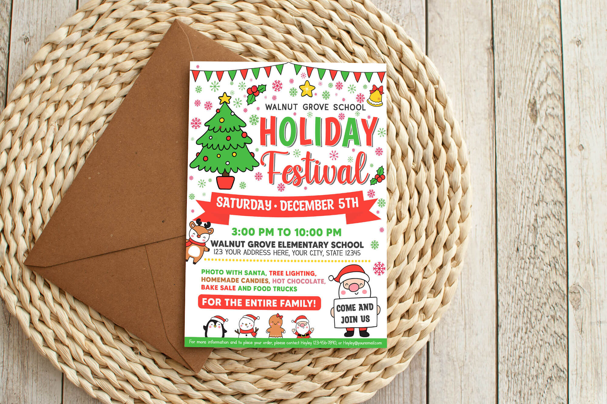 DIY Holiday Festival Flyer Template | School and Community Fundraiser ...