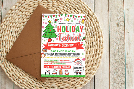 DIY Holiday Festival Flyer Template | School and Community Fundraiser ...