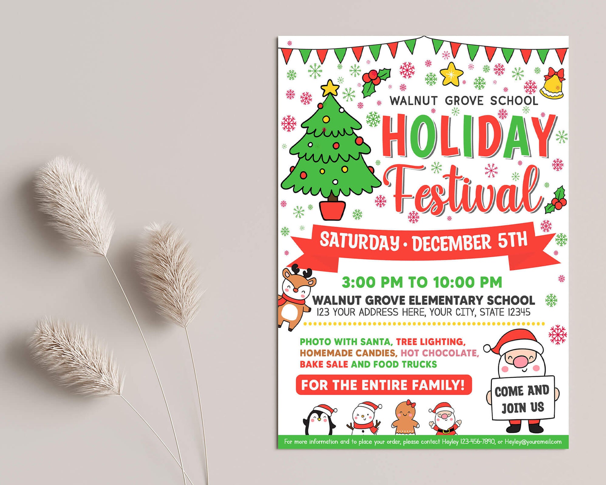 DIY Holiday Festival Flyer Template | School and Community Fundraiser ...