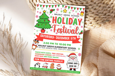 DIY Holiday Festival Flyer Template | School and Community Fundraiser ...