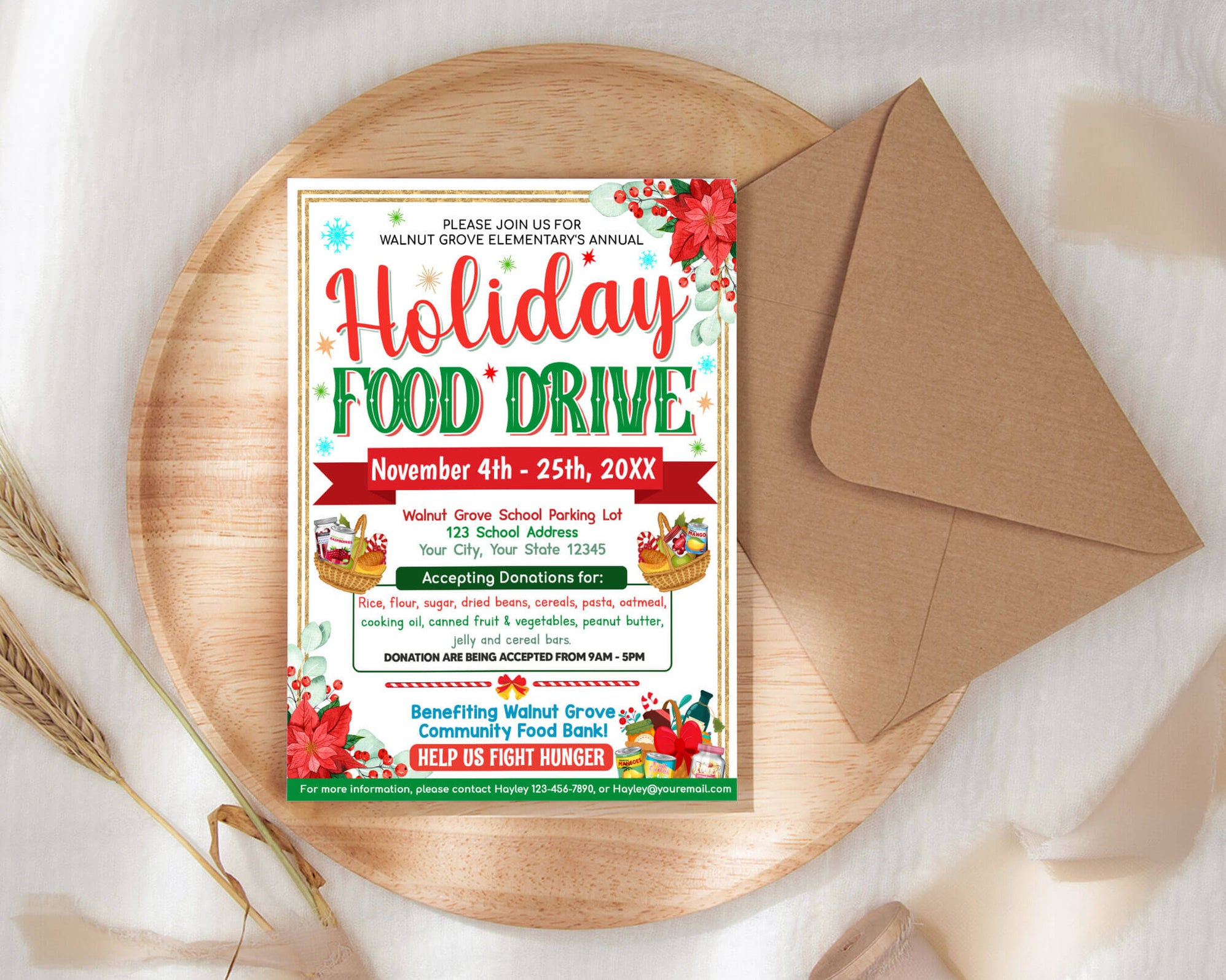 DIY Holiday Food Drive Flyer | School and Community Food Drive ...