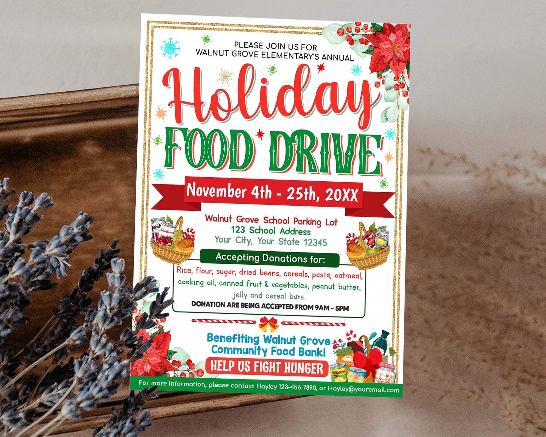 DIY Holiday Food Drive Flyer | School and Community Food Drive ...
