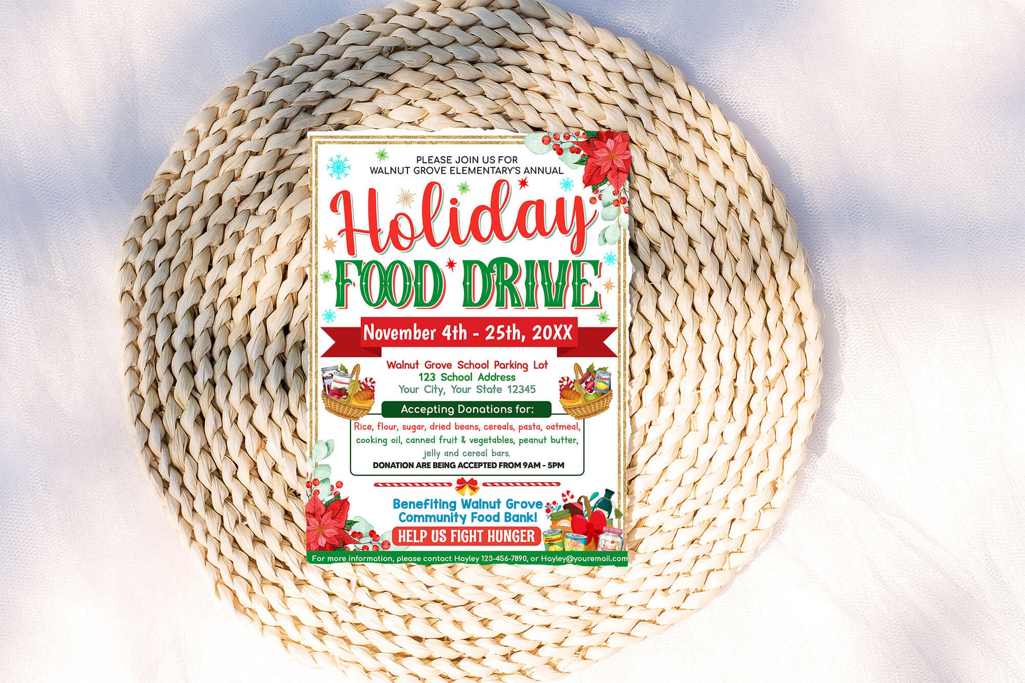 DIY Holiday Food Drive Flyer | School and Community Food Drive ...