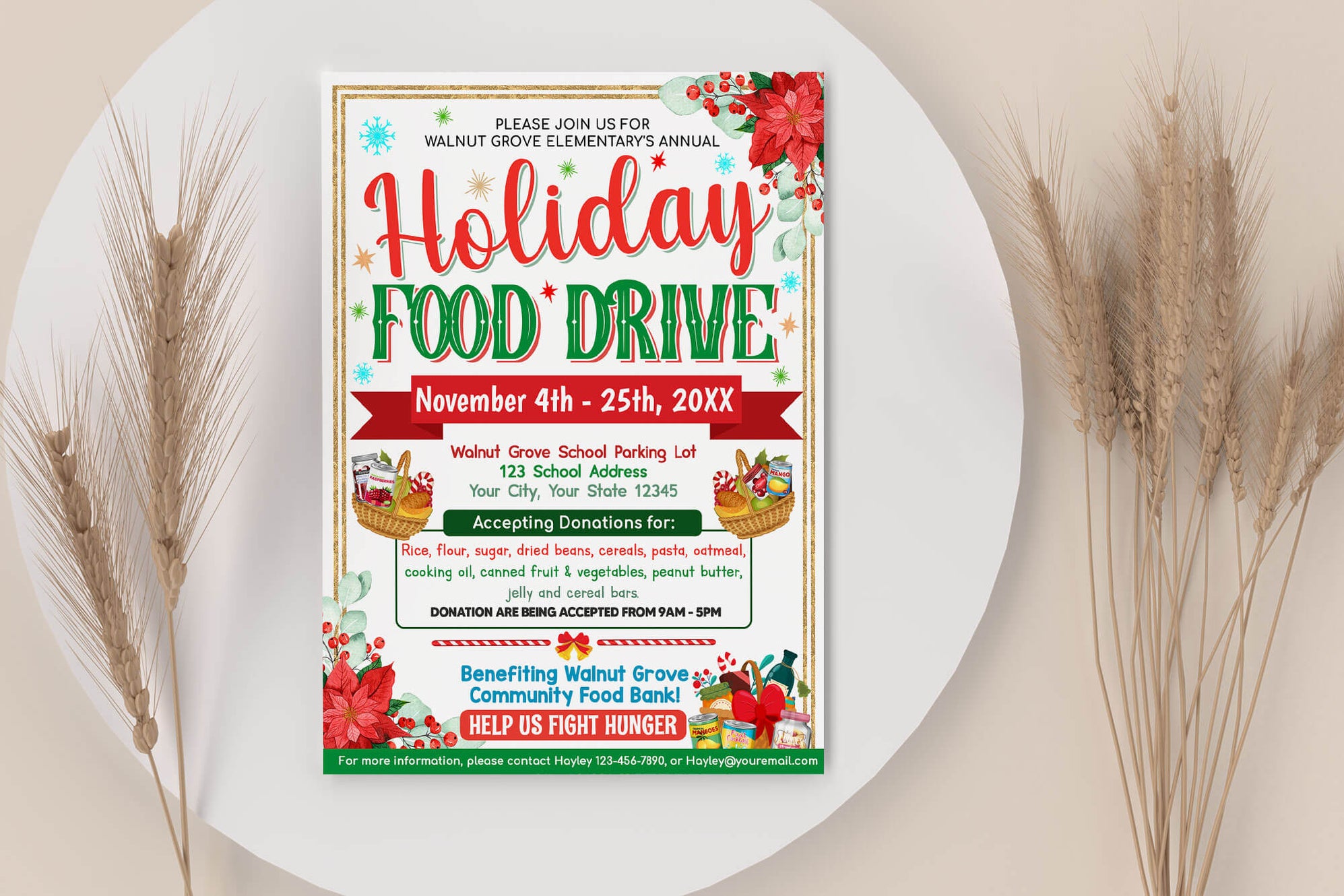 DIY Holiday Food Drive Flyer | School and Community Food Drive ...