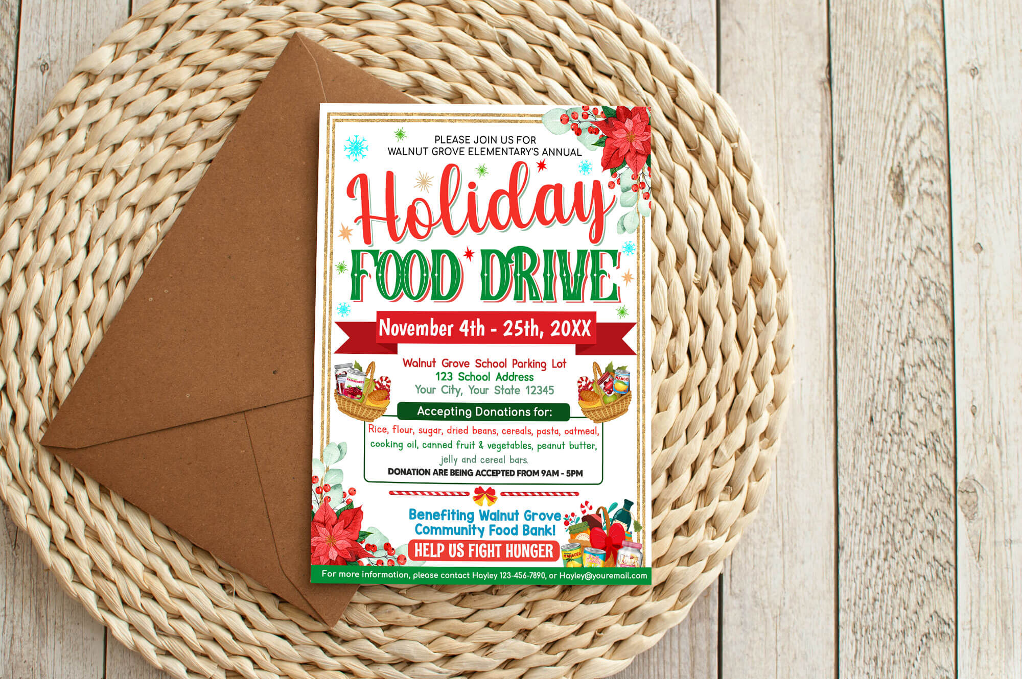 DIY Holiday Food Drive Flyer | School and Community Food Drive ...