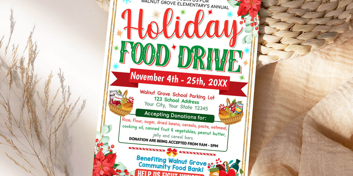 DIY Holiday Food Drive Flyer | School and Community Food Drive ...