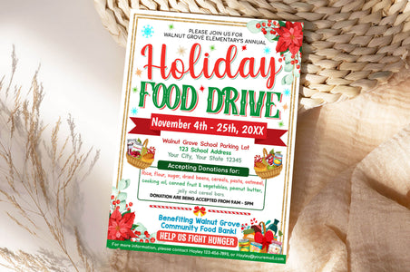 DIY Holiday Food Drive Flyer | School and Community Food Drive ...