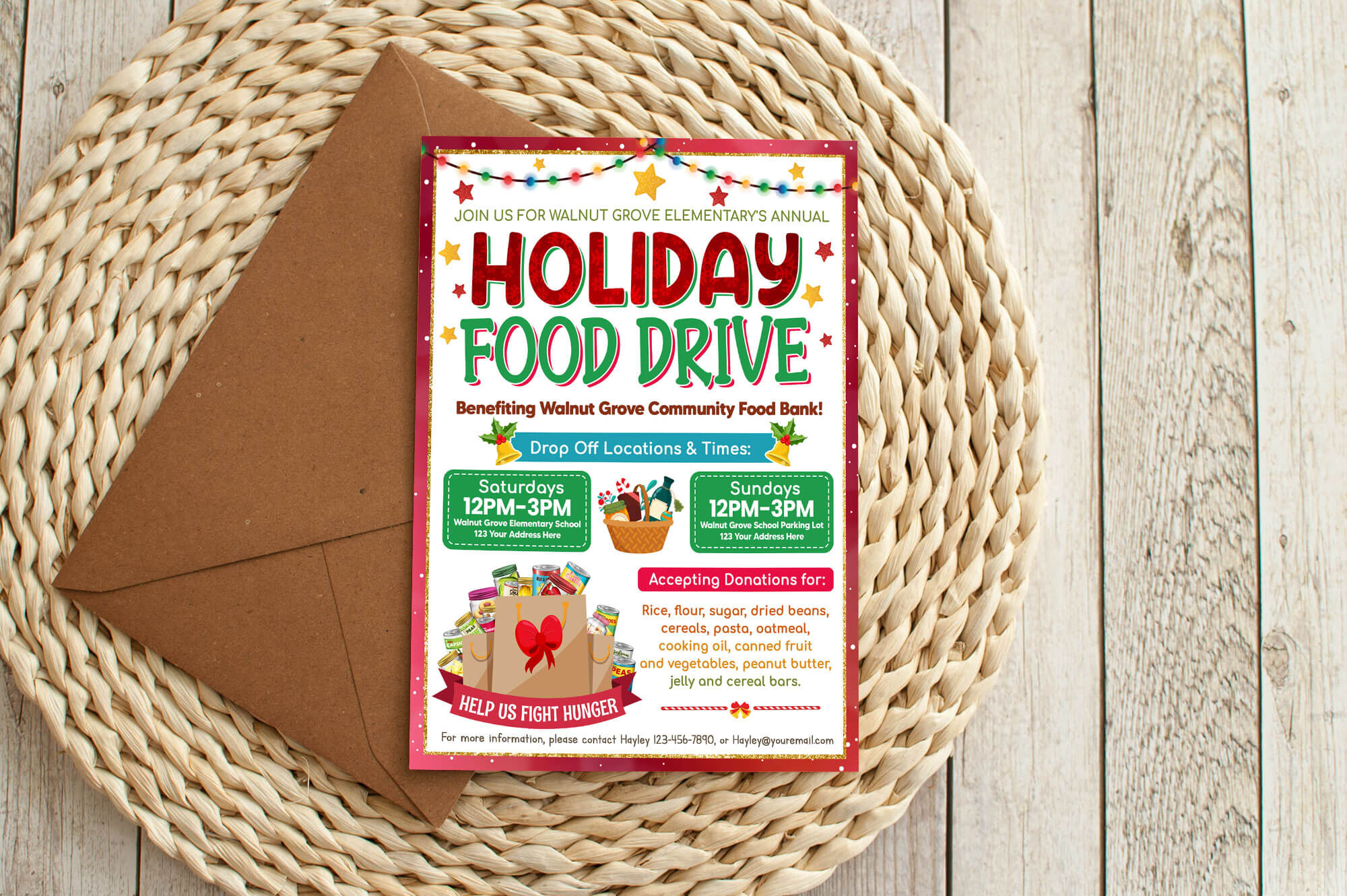 Customizable Holiday Food Drive Flyer | Christmas Food Drive Event ...