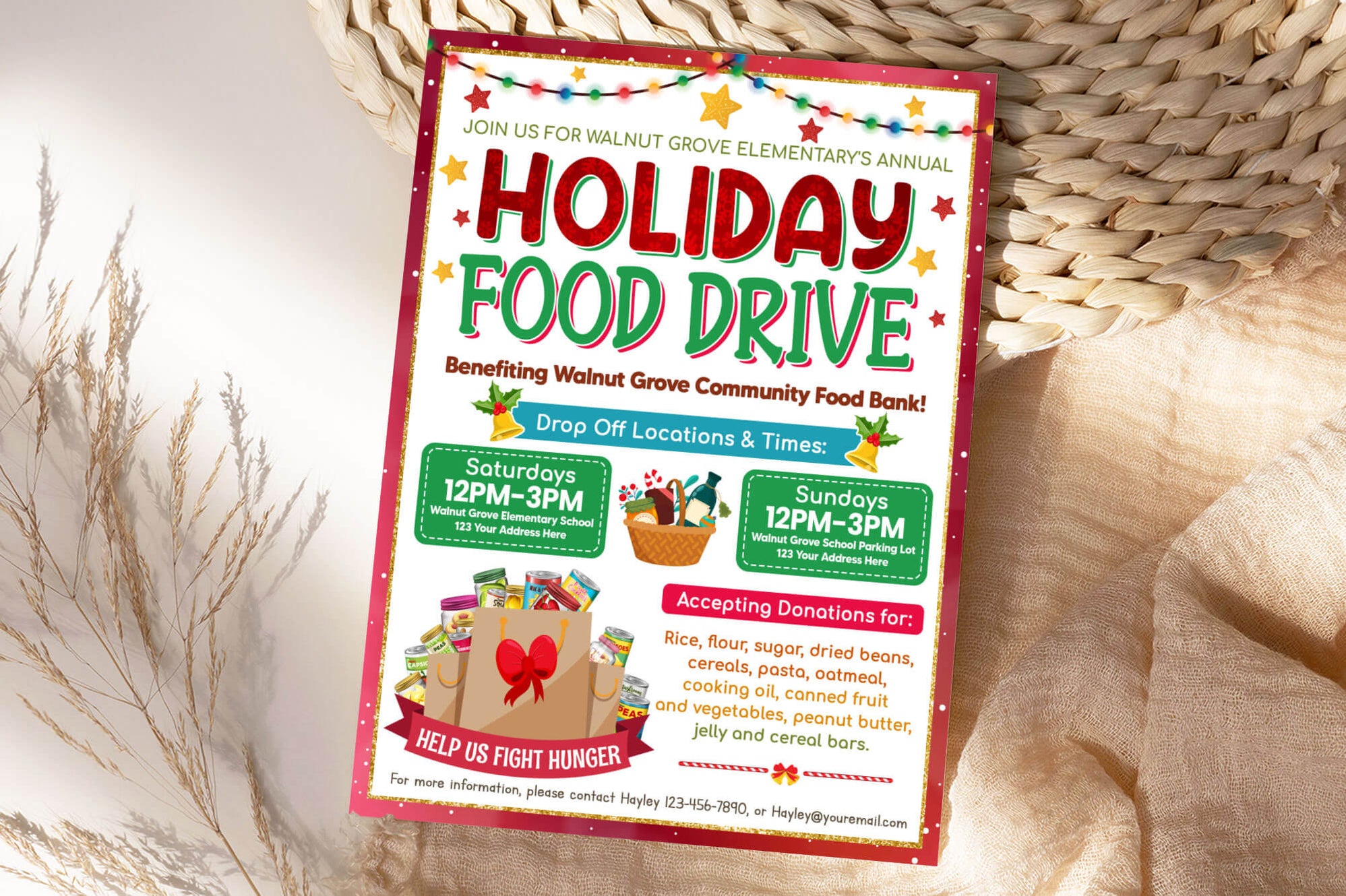 Customizable Holiday Food Drive Flyer | Christmas Food Drive Event ...