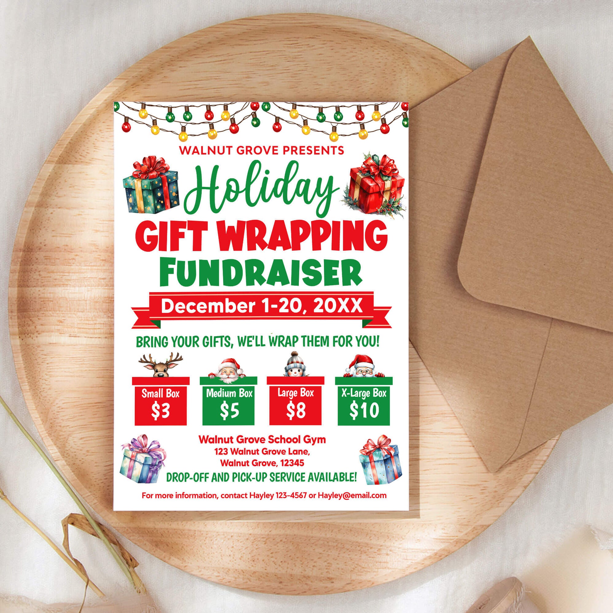 Holiday Gift Wrapping Fundraiser Flyer Template | Christmas Fundraising ...