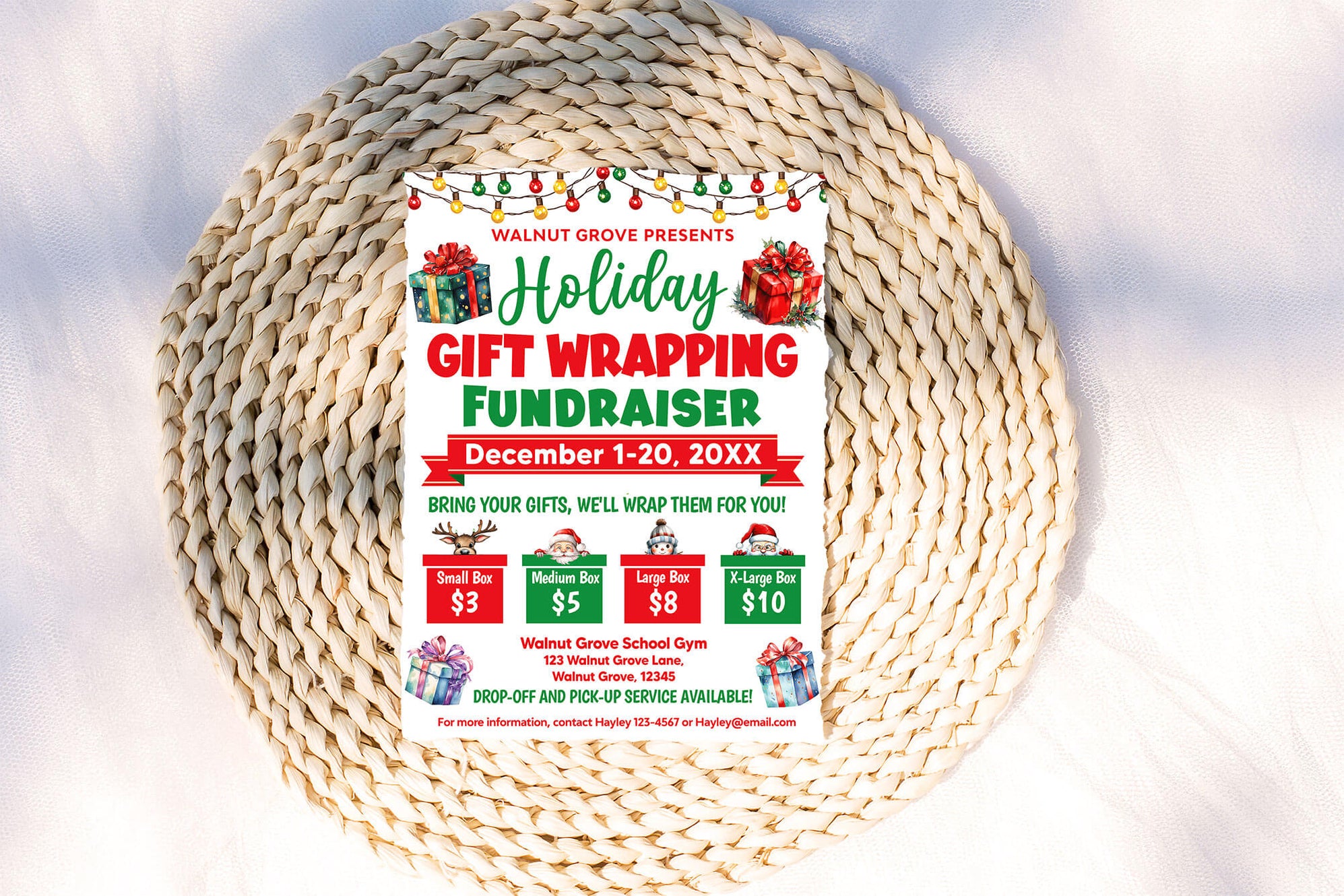 Holiday Gift Wrapping Fundraiser Flyer Template | Christmas Fundraising ...