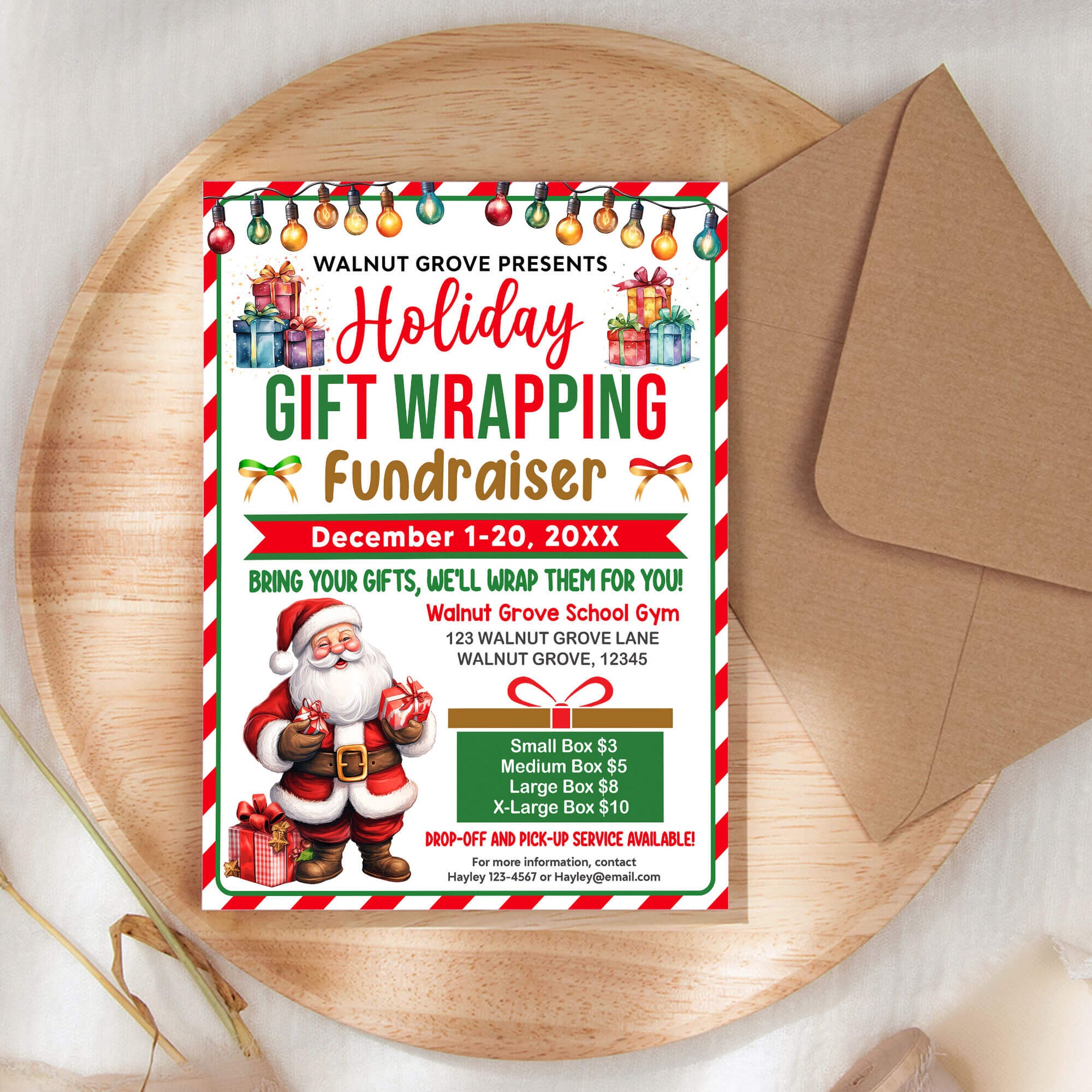 DIY Holiday Gift Wrapping Fundraiser Flyer Template | School Church ...