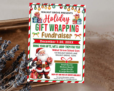 DIY Holiday Gift Wrapping Fundraiser Flyer Template | School Church ...