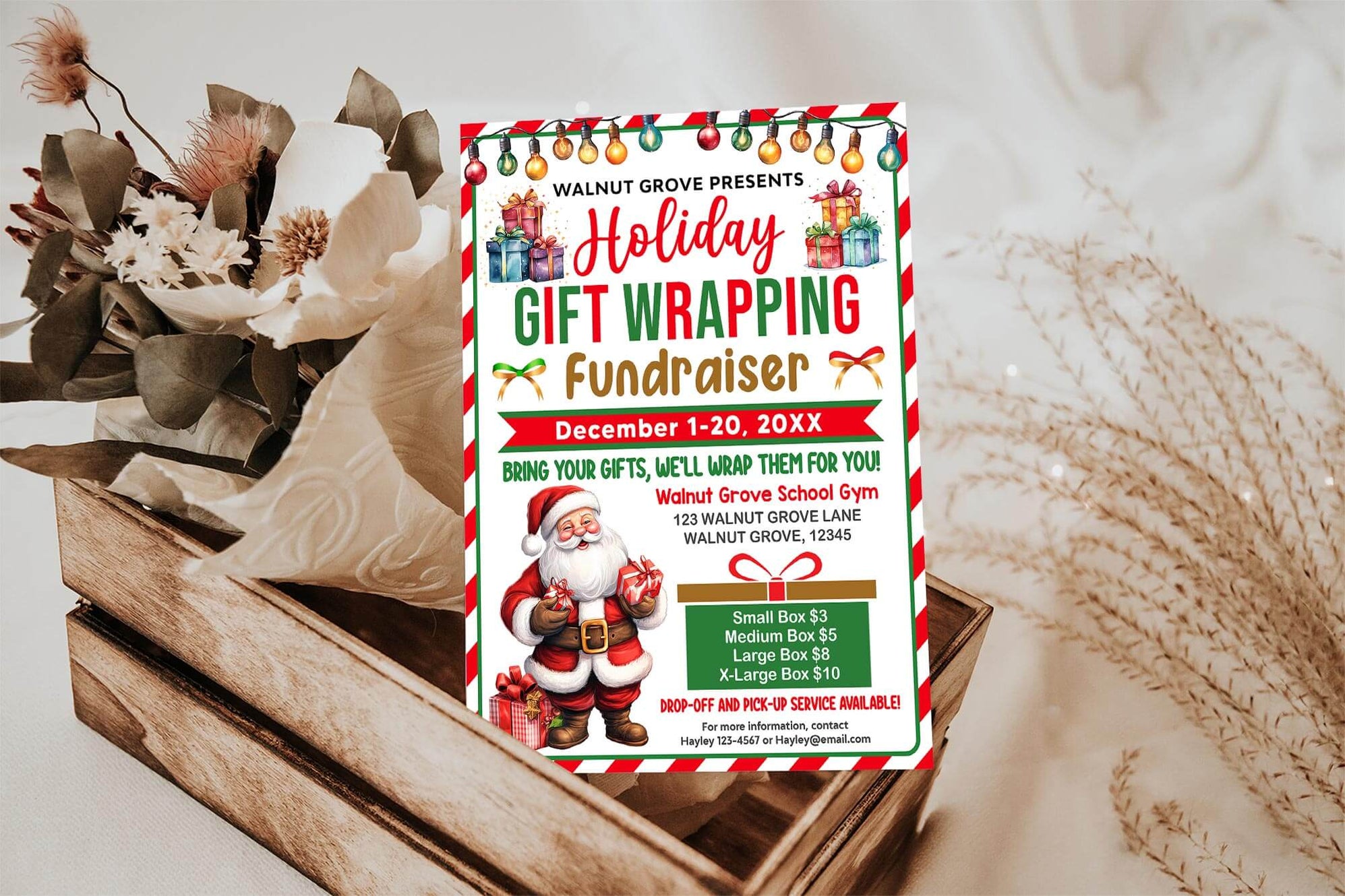 DIY Holiday Gift Wrapping Fundraiser Flyer Template | School Church ...