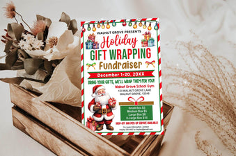 DIY Holiday Gift Wrapping Fundraiser Flyer Template | School Church ...