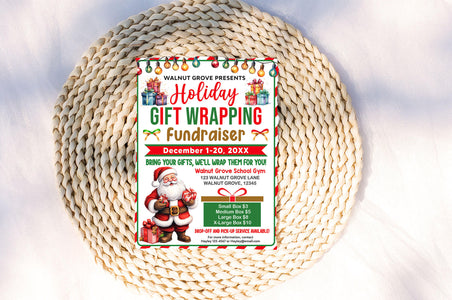 DIY Holiday Gift Wrapping Fundraiser Flyer Template | School Church ...