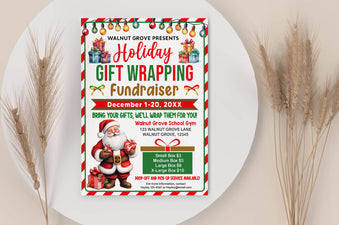 DIY Holiday Gift Wrapping Fundraiser Flyer Template | School Church ...