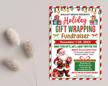 DIY Holiday Gift Wrapping Fundraiser Flyer Template | School Church ...