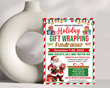 DIY Holiday Gift Wrapping Fundraiser Flyer Template | School Church Community Christmas ...