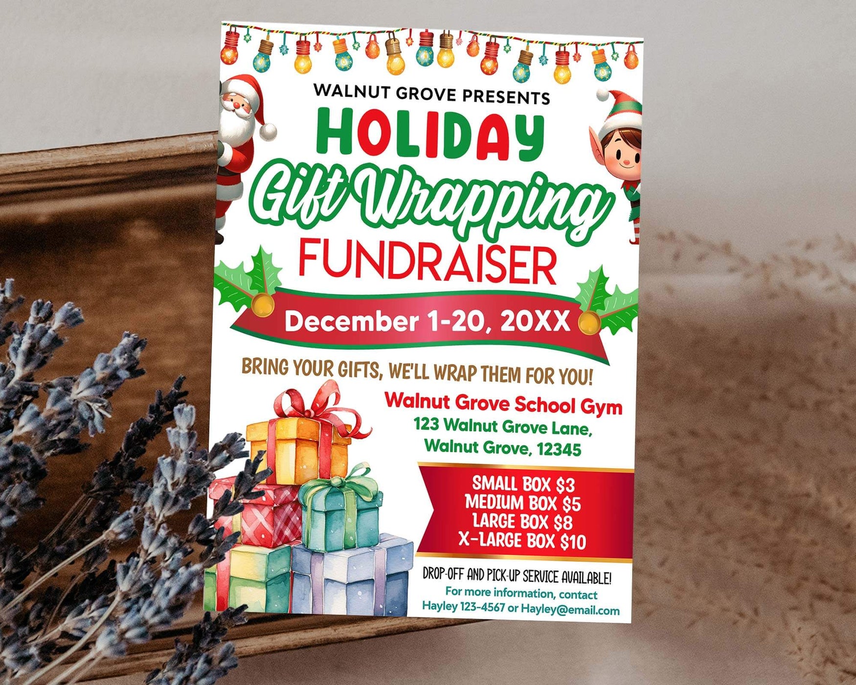 Customizable Holiday Gift Wrapping Fundraiser Flyer Template ...